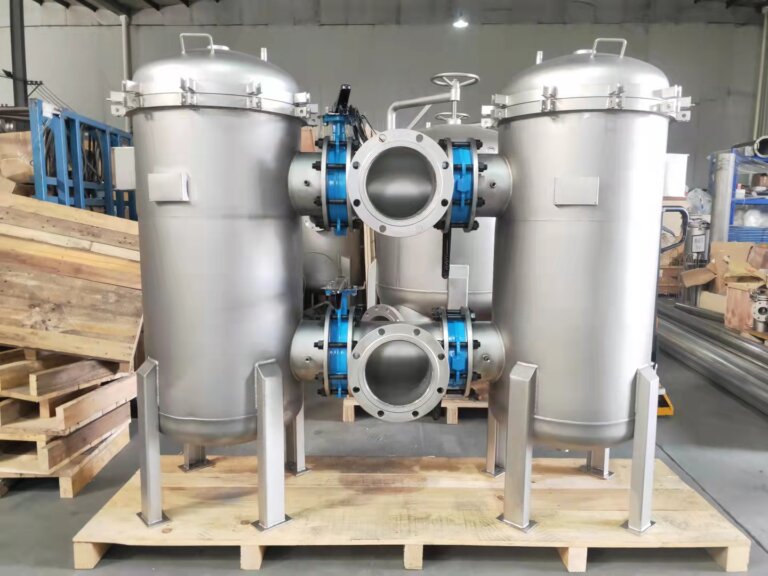 Stainless steel double multi bag filter housing with Skid Mounted ...